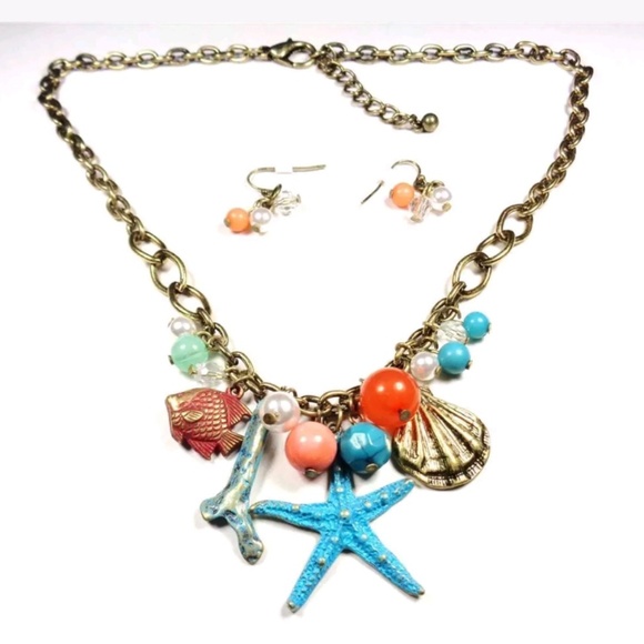 Jewelry | Nautical Starfish Sea Life Necklace And Earrings | Poshmark
